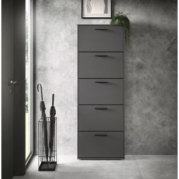 HBZ-MEBLE Schuhkommode HBZ "Sam Schuhkipper, Schuhschrank BxHxT 59x169x17 cm", grau (anthrazit, anthrazit), B:59cm H:169cm T:17cm, Holzwerkstoff, Sideboards, Schuhkommode, mit 5 Klappen