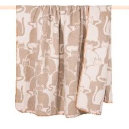 Wohndecke Pad "CATS", beige (sand), B:150cm L:200cm, Mischgewebe, Wohndecken, Wohndecke, Made in Europe, Wendefunktion, Motiv Katzen, 150x200 cm