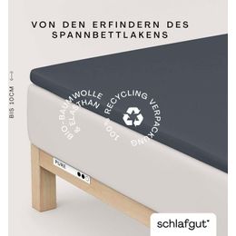 Spannbettlaken Schlafgut "PURE TOPPER Bio-Baumwolle mit Elasthan 170 g/m&sup2; f&uuml;r Topper bis 10 cm", grau (grau deep), 1 Stk., Jersey-Elasthan, 90-100x200-220 10cm, Jersey-Elasthan, Obermaterial: 95% Baumwolle, 5% Elasthan, Bettlaken, Spannbettlaken, PREMIUM Laken f&uuml;r Matratzen bis 10 cm H&ouml;he, dehnbar, blickdicht