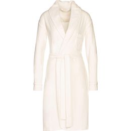Bademantel Vossen "Vivienn, ideal f&uuml;r Sauna & Spa, Hotelbademantel, Morgenmantel" Gr. L, wei&szlig; (ivory), L, Nicki-Velours, Hausm&auml;ntel, Bademantel, mit Bieseneinfassung und Brusttasche