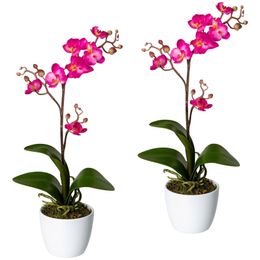 Kunstpflanze Creativ green "Orchidee Phalaenopsis", pink, H:55cm, Kunststoff, Polyester, Kunstpflanzen, Kunstpflanze, im Keramiktopf