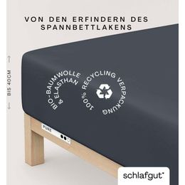 Spannbettlaken Schlafgut "PURE BOXSPRING Bio-Baumwolle mit Elasthan, 170 g/m&sup2;, Bettlaken", grau (grau deep), 1 Stk., Jersey-Elasthan, 120-130x200-220 40cm, Jersey-Elasthan, Obermaterial: 95% Baumwolle, 5% Elasthan, Bettlaken, Spannbettlaken, PREMIUM Boxspringbett Laken bis 40 cm H&ouml;he, dehnbar blickdicht, straff