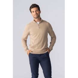 Pullover mit halbem Rei&szlig;verschluss - Sand