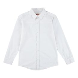 Langarmhemd LEVI'S KIDS "BATTERY HOUSEMARK SHIRT", Kinder, Gr. 4 (104), N-Gr, wei&szlig; (hellwei&szlig;), Web, Obermaterial: 100% Baumwolle, unifarben, 1-Knopf-Manschette, Hemden, mit Kentkragen