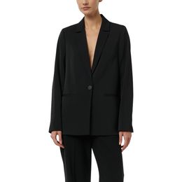 Jackenblazer comma, Damen, Gr. 42, schwarz, Web, Obermaterial: 97% Polyester, 3% Elasthan, unifarben, oversize Po-bedeckend, tiefer V-Ausschnitt, abgesteppte Kante, Blazer, Oversize-Blazer mit Reverskragen