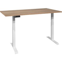 M&auml;usbacher Schreibtisch M&Auml;USBACHER "Big System Office", wei&szlig; (wei&szlig; matt, eiche s&auml;gerau, wei&szlig; matt, eiche s&auml;gerau), B:140cm, Tische, Schreibtisch, Breite 140 cm, elektrisch h&ouml;henverstellbar