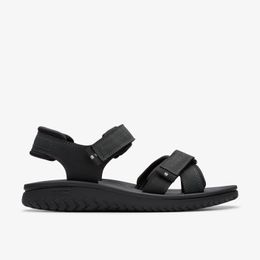 Clarks Wesley Shore Schwarze Leder Sandalen