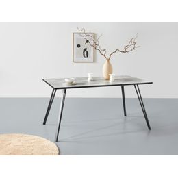 Esstisch Hela, grau (betonoptik, schwarz), B:160cm H:76cm T:90cm, Tische, Esstisch, Verschiedene Dekore, 160cm