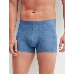Boxershorts Calida "Cotton Code Design", Herren, Gr. XL (56), coronet blau, Single Jersey, Obermaterial: 94% Baumwolle, 6% Elasthan, eng, Unterhosen, breiter Bund, gemustert, eng, bequem, mit Logodruck, Baumwollmix