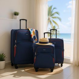 Erweiterbarer weicher, leichter Koffer mit 8 R&auml;dern in Marineblau, Reisetaschen