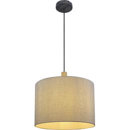 Globo LIGHTING H&auml;ngeleuchte "ROGER", beige (schwarz matt), 1, &Oslash; 40cm H: 120cm, 1 Stk., Leuchten, H&auml;ngeleuchte schwarz matt mit Holz- und Textilschirmen, H&auml;ngeleuchte