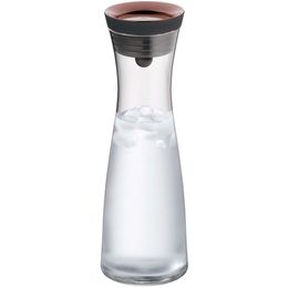 Wasserkaraffe WMF "Basic f&uuml;r Kalt- und Warmgetr&auml;nke, Silikonrand, 1 l Fassungsverm&ouml;gen", rosa (kupferfarben, transparent), H:29cm &Oslash;:9,5cm, Edelstahl, Glas, Silikon, Karaffen, Wasserkaraffe, Close-Up-Verschluss ink. integriertem Sieb, sp&uuml;lmaschinengeeignet