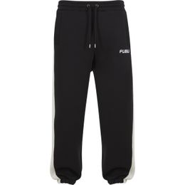 Jogginghose Fubu "Fubu Fubu Corporate Sprts Check Jogger", Herren, Gr. M, US-Gr&ouml;&szlig;en, schwarz, sand, wei&szlig;, 65% Baumwolle, 35% Polyester, loose fit, Hosen Jogginghose