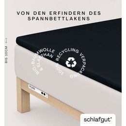 Spannbettlaken Schlafgut "PURE TOPPER Bio-Baumwolle mit Elasthan 170 g/m&sup2; f&uuml;r Topper bis 10 cm", schwarz (off, schwarz), 1 Stk., Jersey-Elasthan, 90-100x200-220 10cm, Jersey-Elasthan, Obermaterial: 95% Baumwolle, 5% Elasthan, Bettlaken, Spannbettlaken, PREMIUM Laken f&uuml;r Matratzen bis 10 cm H&ouml;he, dehnbar, blickdicht