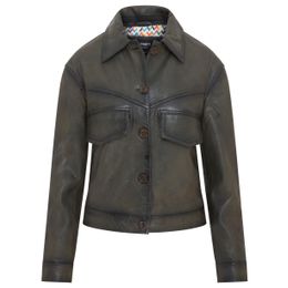 Olivgr&uuml;ne Retro-Biker-Lederjacke f&uuml;r Damen &ndash; Kopervik