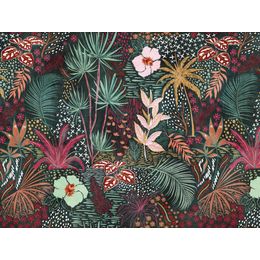 Livingwalls Fototapete LIVING WALLS "The Wall", gr&uuml;n (gr&uuml;n rot), B:4m L:3m, Vinyl, Vlies, Tapeten, Fototapete Floral Tapete Dschungel Tapeten Wohnzimmer Design Optik