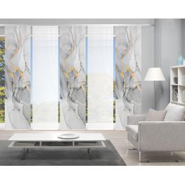 Schiebegardine Vision S "MARMOSA 5er SET" Gr. 1, grau (goldfarben, grau), B:60cm H:260cm, Polyester, Gardinen, Bambus-Optik, Digital bedruckt