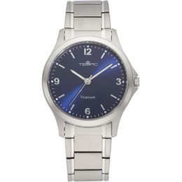 Titanuhr Tempic, silber (titansilberfarben, blau), Armbanduhren, Herren, Quarzuhr, Armbanduhr, Herrenuhr, analog, Titanarmband