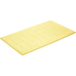 Badematte Vossen "Exclusive" Gr. 4, gelb (citro), H:20mm, Baumwolle, Badematten, Badematte, Badteppich, Uni-Farben, Karo Muster, Hoch-Tief Effekt, reine Baumwolle