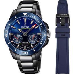 Chronograph Festina "Chrono Bike Connected - Special Edition", schwarz (schwarz, dunkelblau, schwarz), Armbanduhren, Herren, Chronograph, Armbanduhr, Quarzuhr, Herrenuhr, Stoppfunktion, Saphirglas