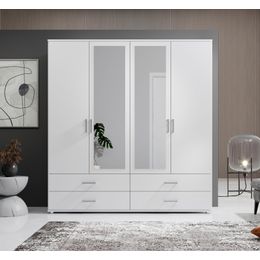Dreht&uuml;renschrank Schlafkontor "Ivar Kleiderschrank mit Spiegel", wei&szlig; (wei&szlig;, spiegel), B:180cm H:190cm T:51cm, Melamin, Schr&auml;nke, Dreht&uuml;renschrank, inklusive 2 Spiegelt&uuml;ren und 2 farblich abgesetzten Schubk&auml;sten