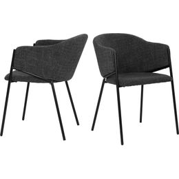 Armlehnstuhl Sit, grau (dunkelgrau, schwarz, schwarz, dunkelgrau), B:60cm H:76cm T:52cm, Metall, Polyester, St&uuml;hle, Armlehnstuhl, Oeko-Tex zertifiziert