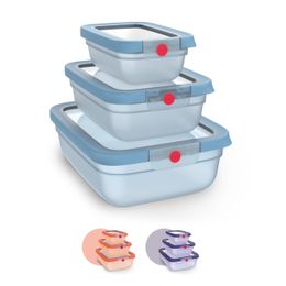 Frischhaltedose Emsa "oneClick", blau, B:20,19cm H:8,5cm L:25,97cm, Polyprophylen (PP), Lebensmittelaufbewahrungsbeh&auml;lter, Frischhaltedose, verschlossen mit nur 1 x Klick, 100% dicht, made in Germany