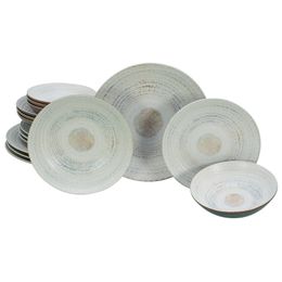 Teller-Set Creatable "Neapel, Service 16-tlg.", beige (sanftes wei&szlig;), 16, Steinzeug, Geschirr-Sets, Teller Set, Edles Tellerset, Vulkanoptik