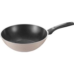 Wok Ballarini "Ledro", beige, B:29,3cm H:9,3cm L:48cm &Oslash;:28cm, Pfannen, Wok, Keramikbeschichtung, recyceltes Aluminium, Thermopoint, Made in Italy