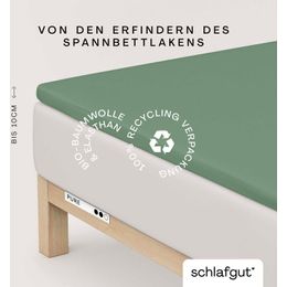 Spannbettlaken Schlafgut "PURE TOPPER Bio-Baumwolle mit Elasthan 170 g/m&sup2; f&uuml;r Topper bis 10 cm", gr&uuml;n (gr&uuml;n mid), 1 Stk., Jersey-Elasthan, 120-130x200-220 10cm, Jersey-Elasthan, Obermaterial: 95% Baumwolle, 5% Elasthan, Bettlaken, Spannbettlaken, PREMIUM Laken f&uuml;r Matratzen bis 10 cm H&ouml;he, dehnbar, blickdicht