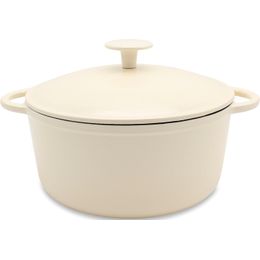 Kr&uuml;ger Fleischtopf KR&Uuml;GER "Eisenguss Fleischtopf mit Deckel SAVANNA, 24 cm", beige (creme), H:12cm L:30,5cm &Oslash;:24cm, T&ouml;pfe, Fleischtopf, f&uuml;r Induktions-Kochfelder geeignet