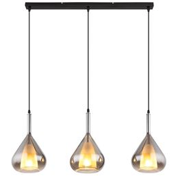Globo LIGHTING H&auml;ngeleuchte "GEEKY", schwarz matt, 3, H: 140cm, 1 Stk., Leuchten, H&auml;ngeleuchte Schwarz, Rauchglas, h&ouml;henk&uuml;rzbar, E27, H&auml;ngeleuchte