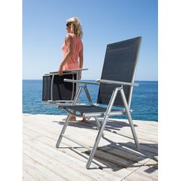 Gartenstuhl Merxx "Lima", schwarz, B:57cm H:108cm T:65cm, Obermaterial: 100% Polyester, St&uuml;hle, Gartenstuhl, 2er Set, Alu/Textil, verstellbar, schwarz