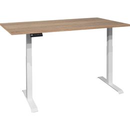 M&auml;usbacher Schreibtisch M&Auml;USBACHER "Big System Office", wei&szlig; (wei&szlig; matt, eiche s&auml;gerau, wei&szlig; matt, eiche s&auml;gerau), B:120cm, Tische, Schreibtisch, Breite 120 cm, elektrisch h&ouml;henverstellbar
