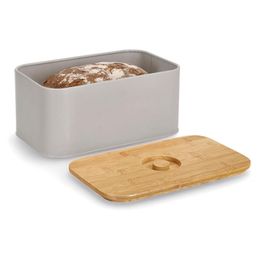 Brotkasten zeller PRESENT, beige, B:18cm H:14cm L:30cm, Bambus, Metall, Lebensmittelaufbewahrungsbeh&auml;lter, Brotkasten, besonderes Design