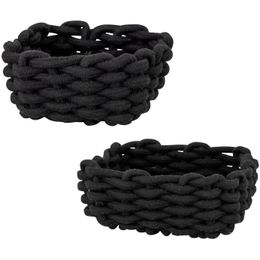 Sch&ouml;ner Wohnen Kollektion Aufbewahrungskorb "&raquo;Melara&laquo;", schwarz, B:21,5cm H:7,5cm T:21,5cm, Baumwolle, Metall, Polyester, SCH&Ouml;NER WOHNEN-KOLLEKTION, Aufbewahrungsboxen, Badk&ouml;rbe aus Cotton Rope zur Aufbewahrung von Badutensilien, 2 Gr&ouml;&szlig;en