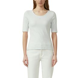 Rundhalsshirt s.Oliver, Damen, Gr. 46, sky blau stripe, Jersey, Obermaterial: 95% Baumwolle, 5% Elasthan, gestreift, tailliert h&uuml;ftbedeckend, tiefer Rundhals, abgesteppte Kante, Shirts Rundhalsshirt, Sommershirt mit feinen Streifen