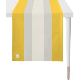 Tischl&auml;ufer Apelt "3962 Outdoor, Sommerdeko, Sommer", gelb, B:46cm L:140cm, Polyester, Tischdecken, Panamastreifen