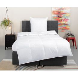 Daunenbettdecke + Kopfkissen OTTO HOME "Cyra Set, Bettdecke 135x200 & 155x220 cm mit Kissen 80x80 cm", wei&szlig;, B/L: 155cm x 220cm Anzahl Teile 1, B/L: 40cm x 80cm Anzahl Teile 1, Bezug: Baumwolle F&uuml;llung: Entendaune/-feder, leicht, Bettdecken Bezug: 100% Baumwolle. Kopfkissen Bezug: 100% Baumwolle. Bettdecken F&uuml;llung: 70% Entendaune, 30% Entenfeder. Kopfkissen F&uuml;llung: 90% Entenfeder, 10% Entendaune