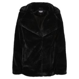 Winterjacke Urban Classics "Urban Classics Damen Ladies Lapel Teddy Jacket", Damen, Gr. S, schwarz, 100% Polyester, unifarben, oversize, amerikanischer Ausschnitt, Jacken Winterjacke