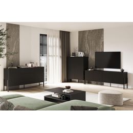 Sideboard OTTO HOME "Jukon, Breite 150 bzw.180 cm, moderne grifflose Kommode", schwarz, B:180cm H:90cm T:40cm, Sideboards, Sideboard, Schubladenschrank 2 T&uuml;ren/3 Schubk&auml;sten, push-to-open-Funktion