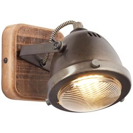 Brilliant Wandstrahler "Carmen Wood", braun (burned steel, holz), 1, H: 12,5cm, 1 Stk., Leuchten, Wandspot burned steel/holz, Wandstrahler