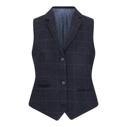 Marineblaue, ma&szlig;geschneiderte Tweed-Weste f&uuml;r Damen