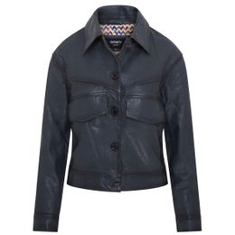 Marineblaue Damen-Retro-Biker-Lederjacke &ndash; Kopervik