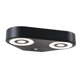 LED Au&szlig;en-Wandleuchte Paulmann "Silma IP44 280x176mm 3000K 2x5,5 / 2x0,7W 2x600lm 230V Aluminium", grau (anthrazit), B:28cm H:5cm T:17,6cm, Leuchten, Bewegungsmelder Zweifacher Lichtaustritt IP44