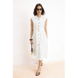 &Auml;rmelloses, flaches Midi-Hemdkleid f&uuml;r Damen, l&auml;ssig/alltagstauglich