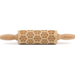 Teigroller Folkroll "3D-Motiv-Teigrolle", braun, L:23cm, Massivholz, Teigroller, Schneeflocken