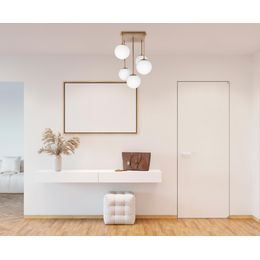 OTTO HOME Deckenleuchte "Nellin", beige matt, opal wei&szlig;, 5, &Oslash; 16cm H: 59cm, 1 Stk., Leuchten, 5 Glaskugeln mit je 1x E14 exkl., quadratisch, beige matt, Deckenleuchte