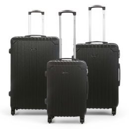 Hartschalenkoffer aus schwarzem ABS mit 8 R&auml;dern, Reisekoffer-Set f&uuml;r die Kabine