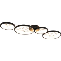 Trio LEUCHTEN LED Deckenleuchte "Groovy", schwarz (schwarz matt), 1, H: 6,5cm, 1 Stk., Leuchten, Deckenlampe 3000K mit Glas-Deko, 3 Dimmstufen, LED 37W 4600 Lumen, LED Deckenleuchte